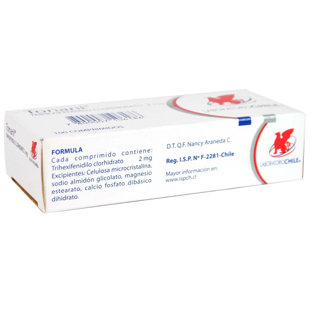 Tonaril Trihexifenidilo 2 mg 100 Comprimidos