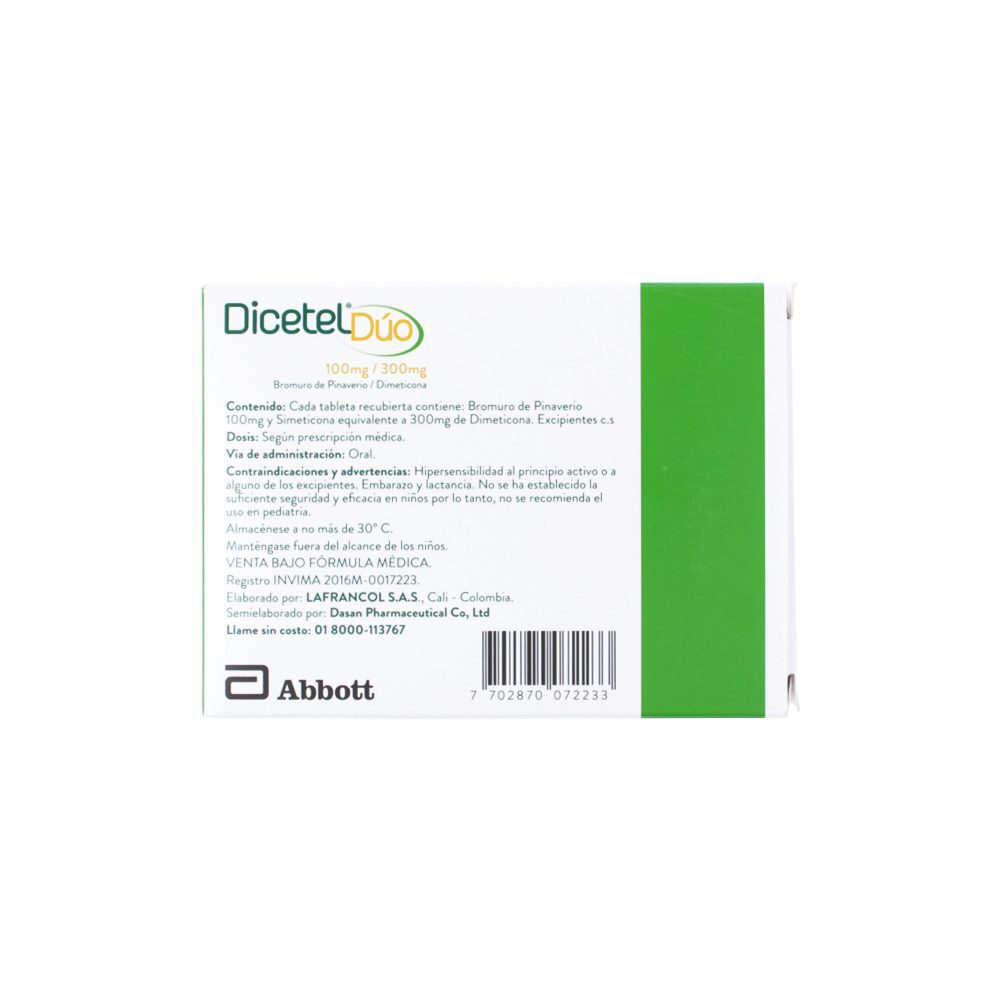 Dicetel Dúo Tabletas Recubiertas (100+300 ) Mg Caja X 24