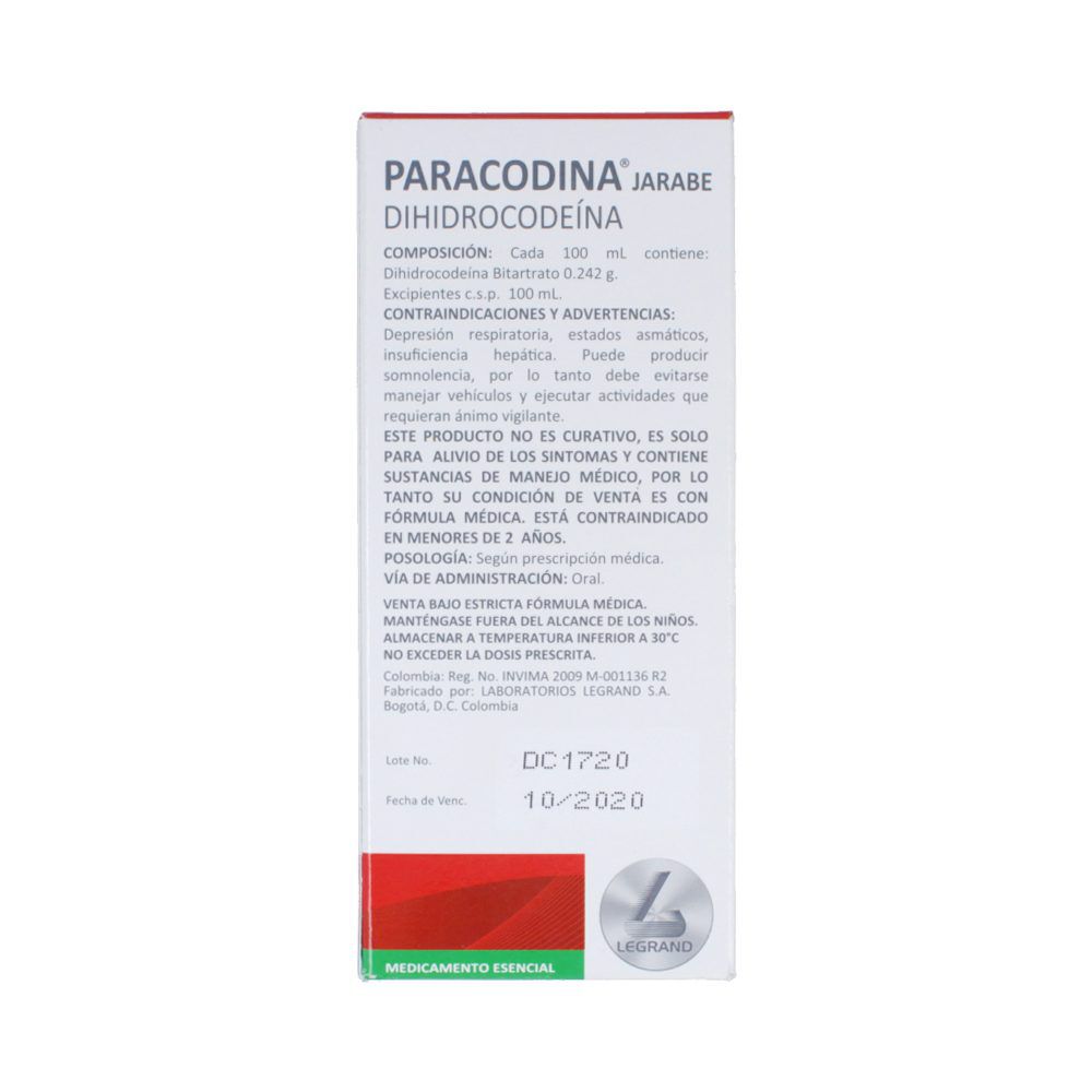 Paracodina Jarabe 2.42Mg/mL Frasco X 120 mL