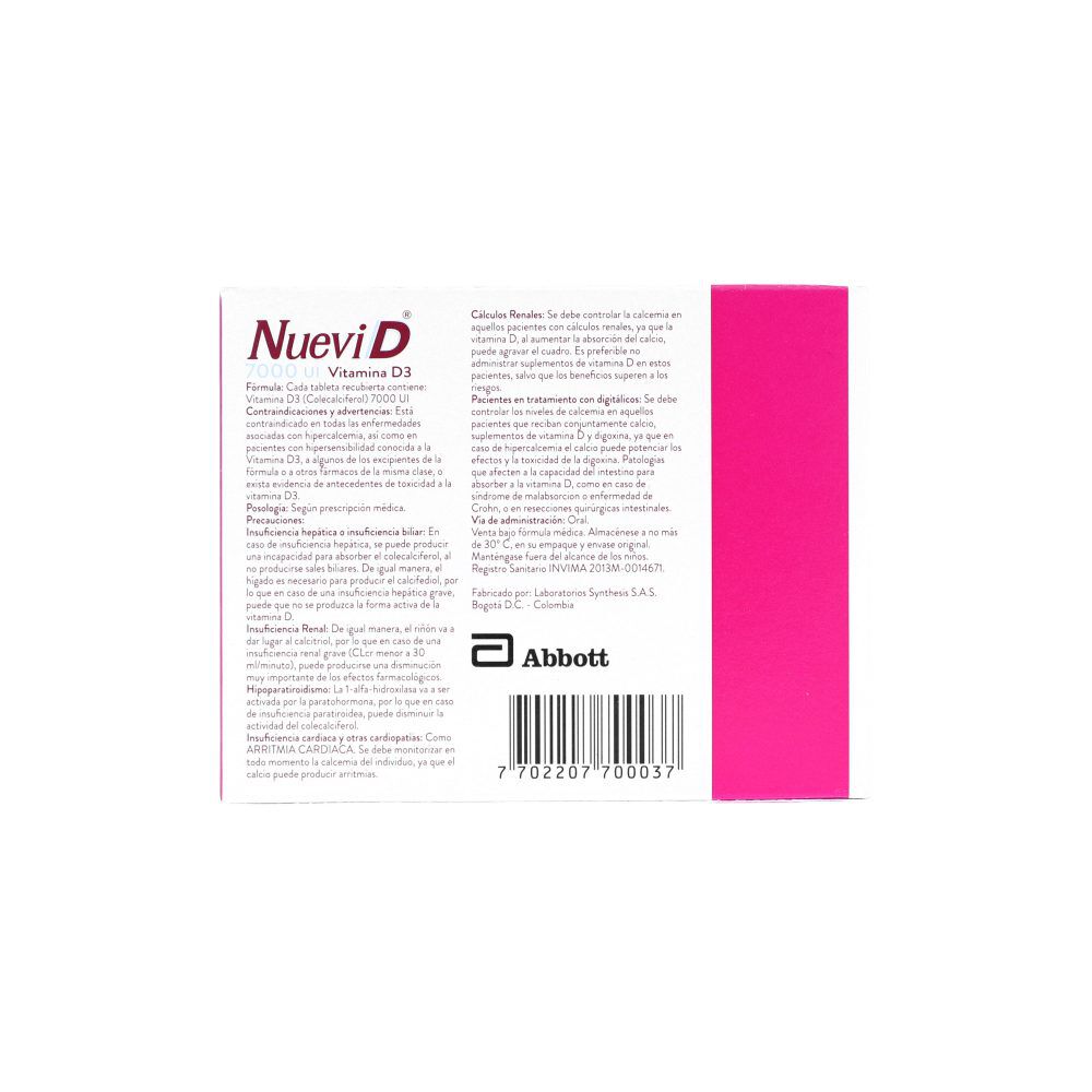Nuevid 7000Ui Caja X 12 Tabletas Recubiertas