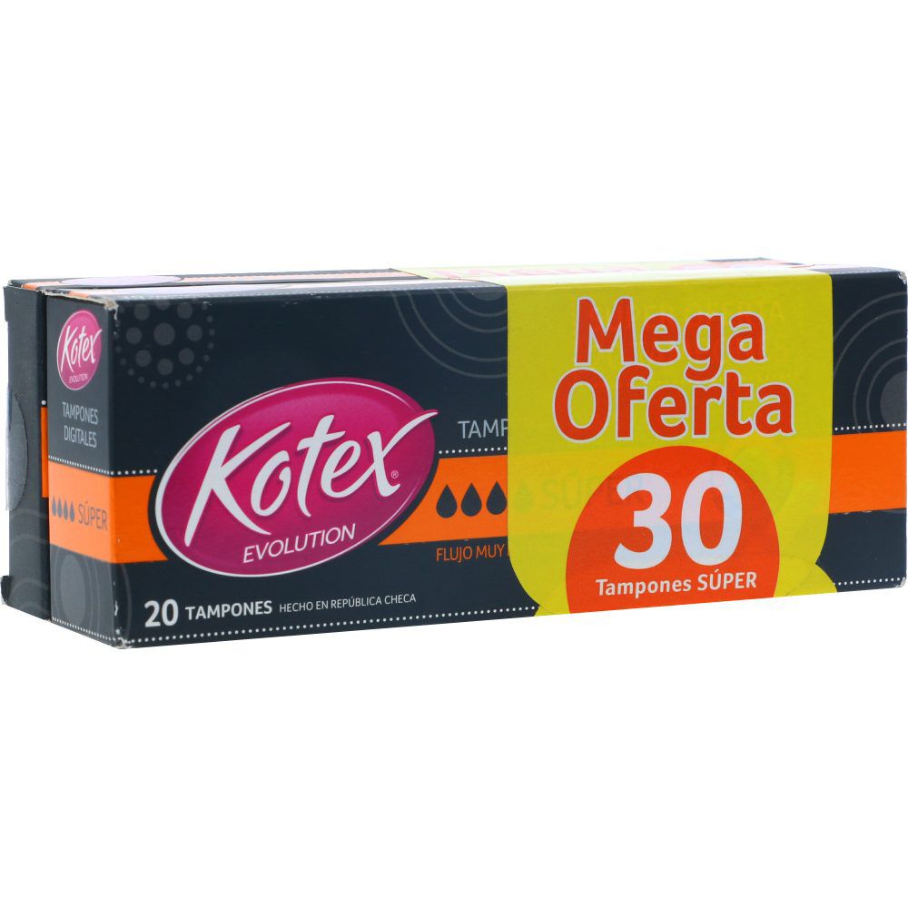 Mega Oferta Tampones Kotex Evolution 20+10 Paquete X 30 Super Plus