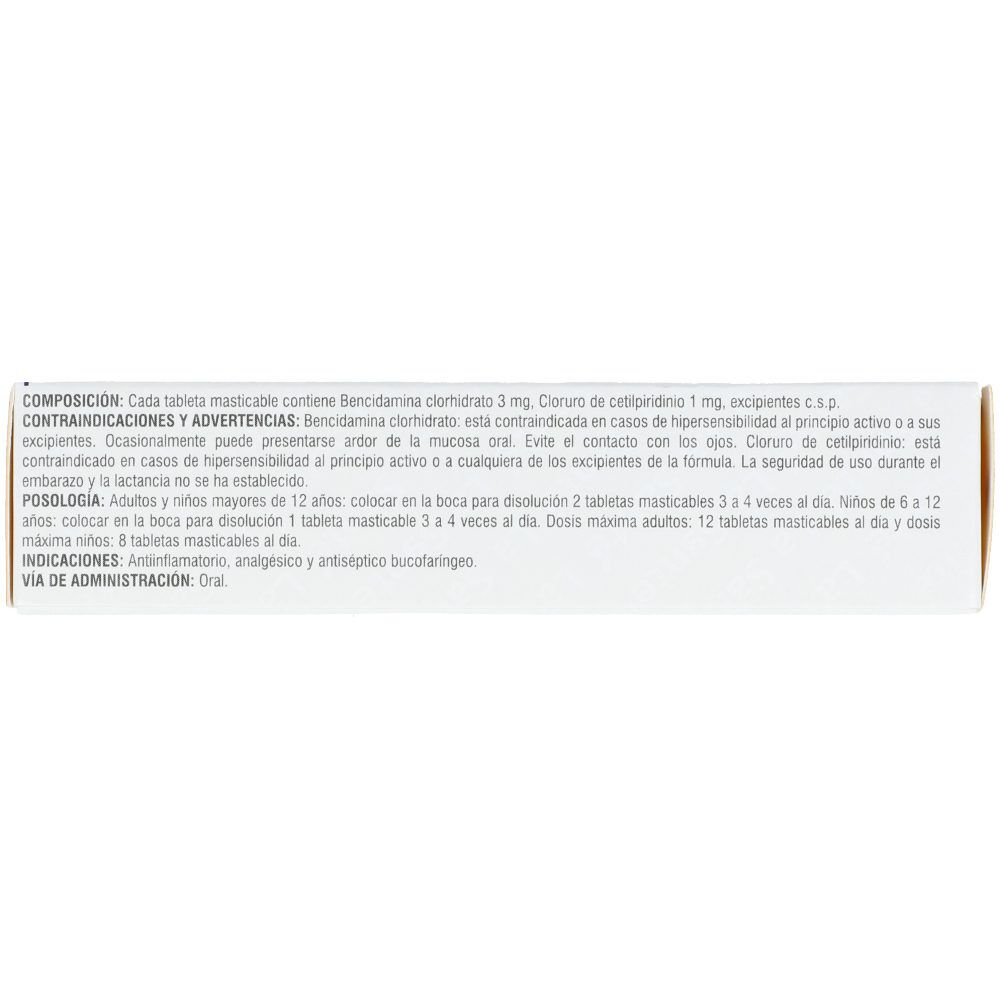 Bucoxol Tabletas Masticables Triple Acción Sabor a Miel y Limón (3+1)Mg ...