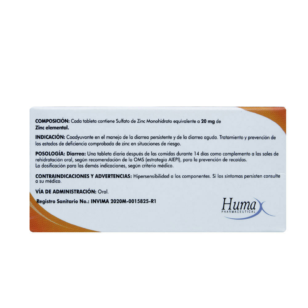 Sulzinc Tableta Recubierta 20Mg Caja X 30