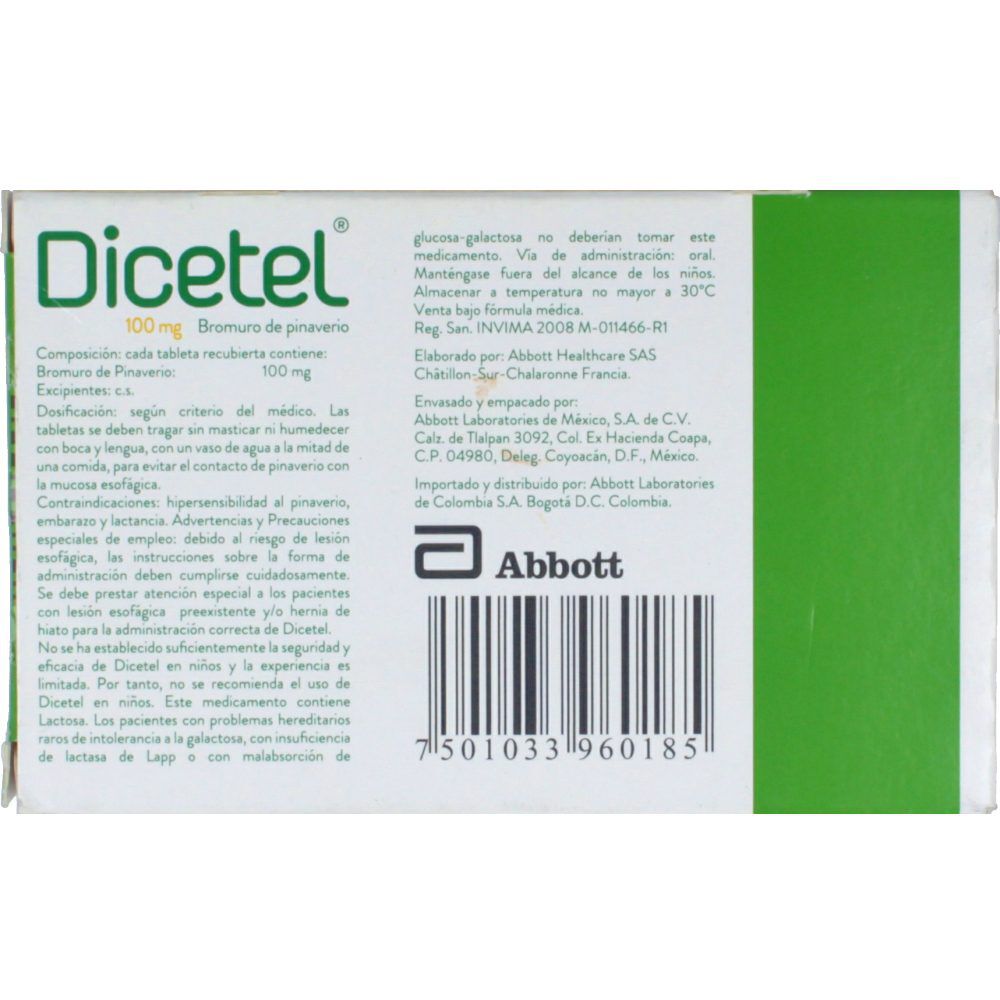 Dicetel 100Mg Caja X 28 Tabletas