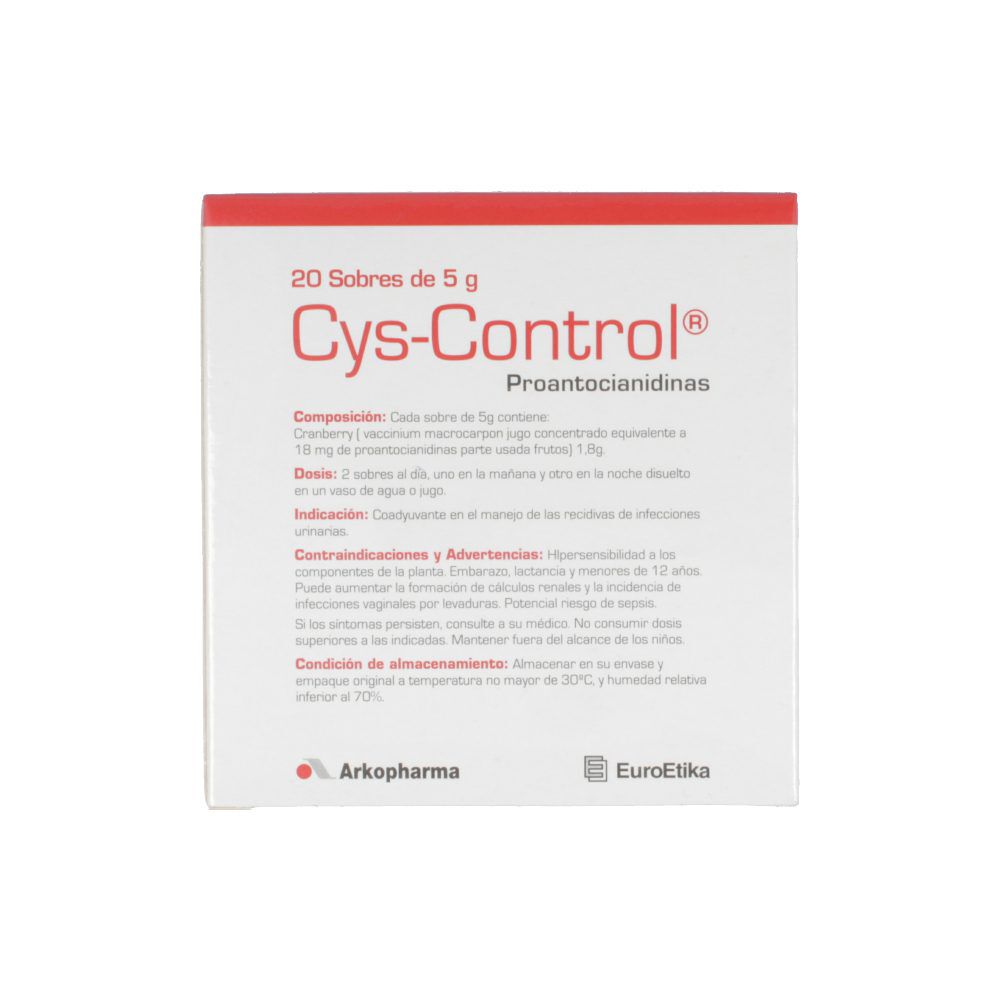Cys Control Polvo Solución Oral 18Mg Caja X 20 Sobres X 5Gr