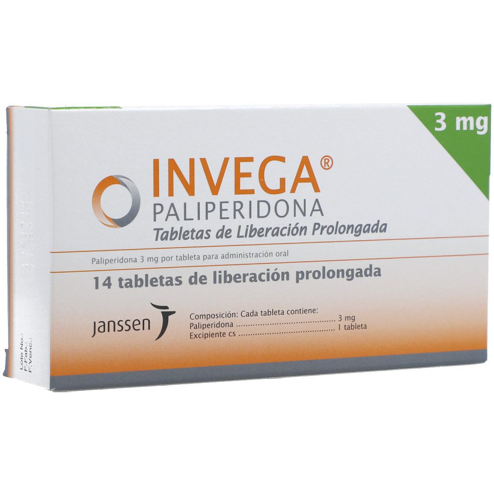 Invega 3 mg · 14 Tabletas Liberación Prolongada