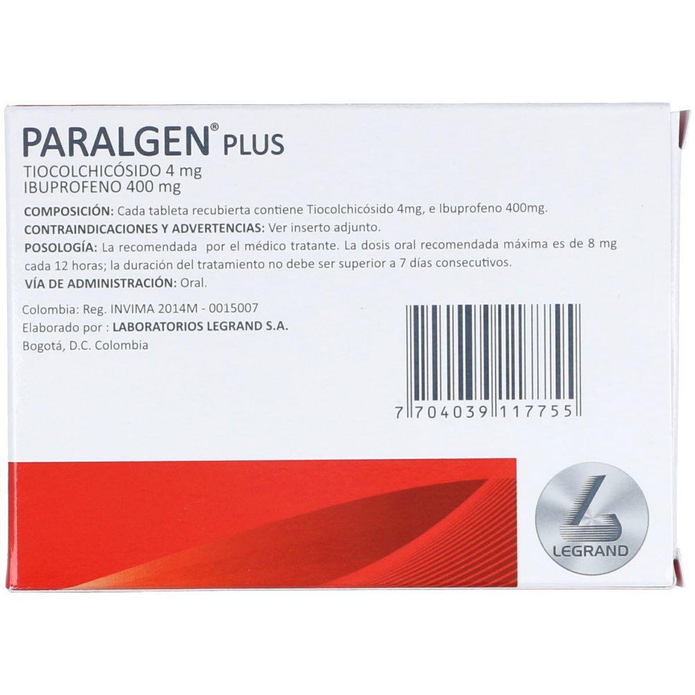 Paralgen Plus (4+400)Mg Caja X 15 Tabletas Recubiertas