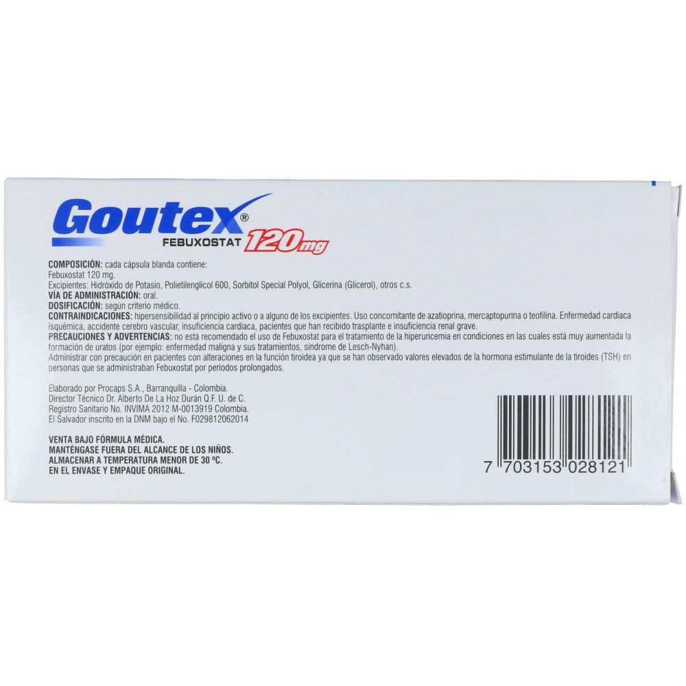 Goutex 120Mg Caja X 30 Cápsulas Blandas
