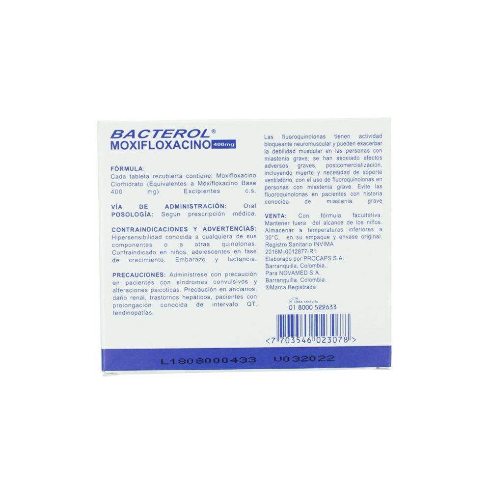 Bacterol 400Mg Caja X 7 Tabletas Recubiertas