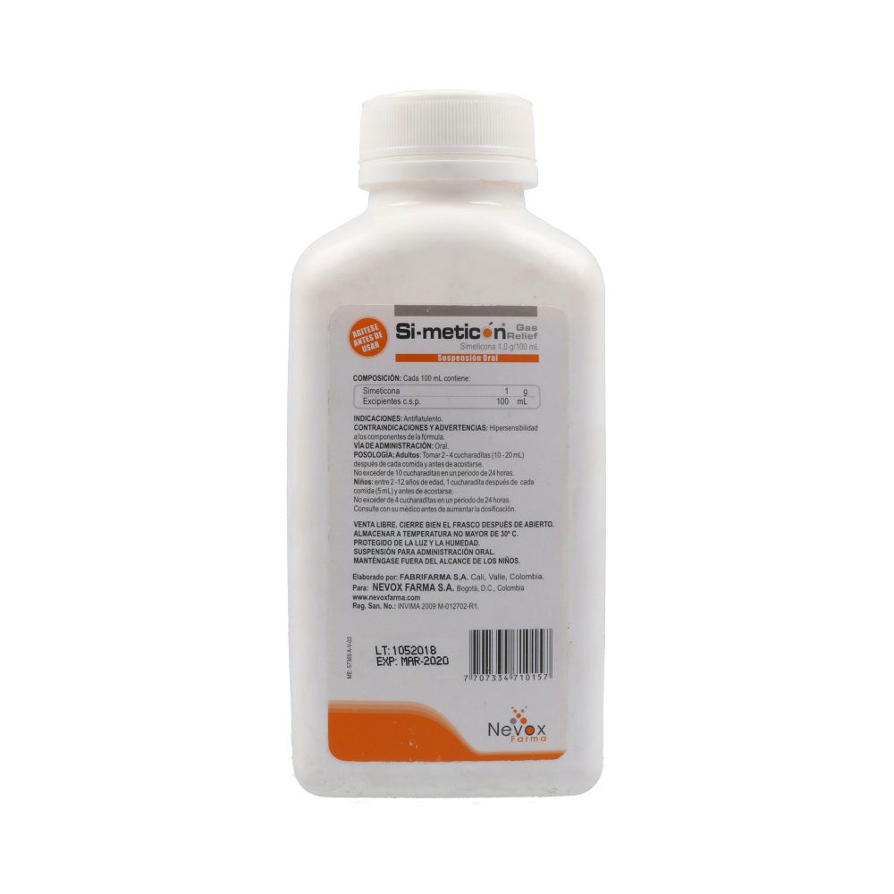 Simeticon Gas Relief 50Mg/5mL Suspensión Oral Frasco X 360mL