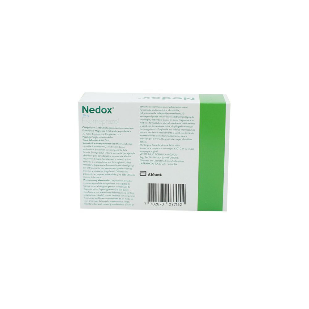 Nedox Tabletas Liberación Retardada 20Mg Caja X 28