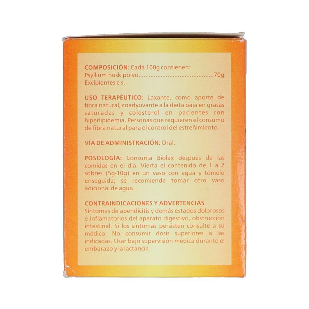 Psyllium Husk Granulado Biolax Fibra Natural Sobre Individual
