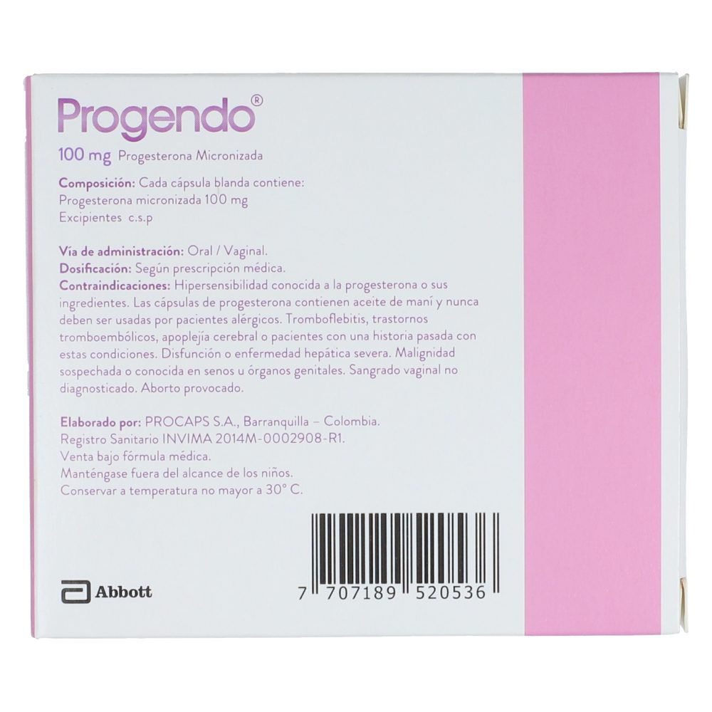 Progendo Cápsulas Blandas 100 mg Caja X 30
