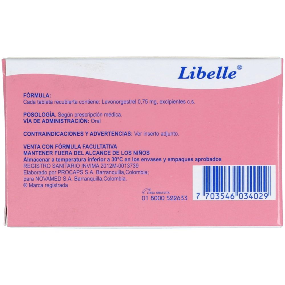 Libelle 0.75Mg Caja X 2 Tabletas Recubiertas