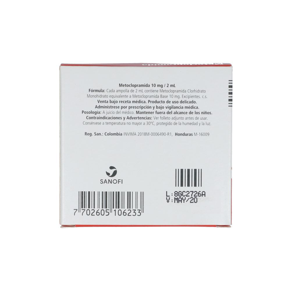 Metoclopramida 10Mg/mL Solución Inyectable Genfar X 1 Ampolla