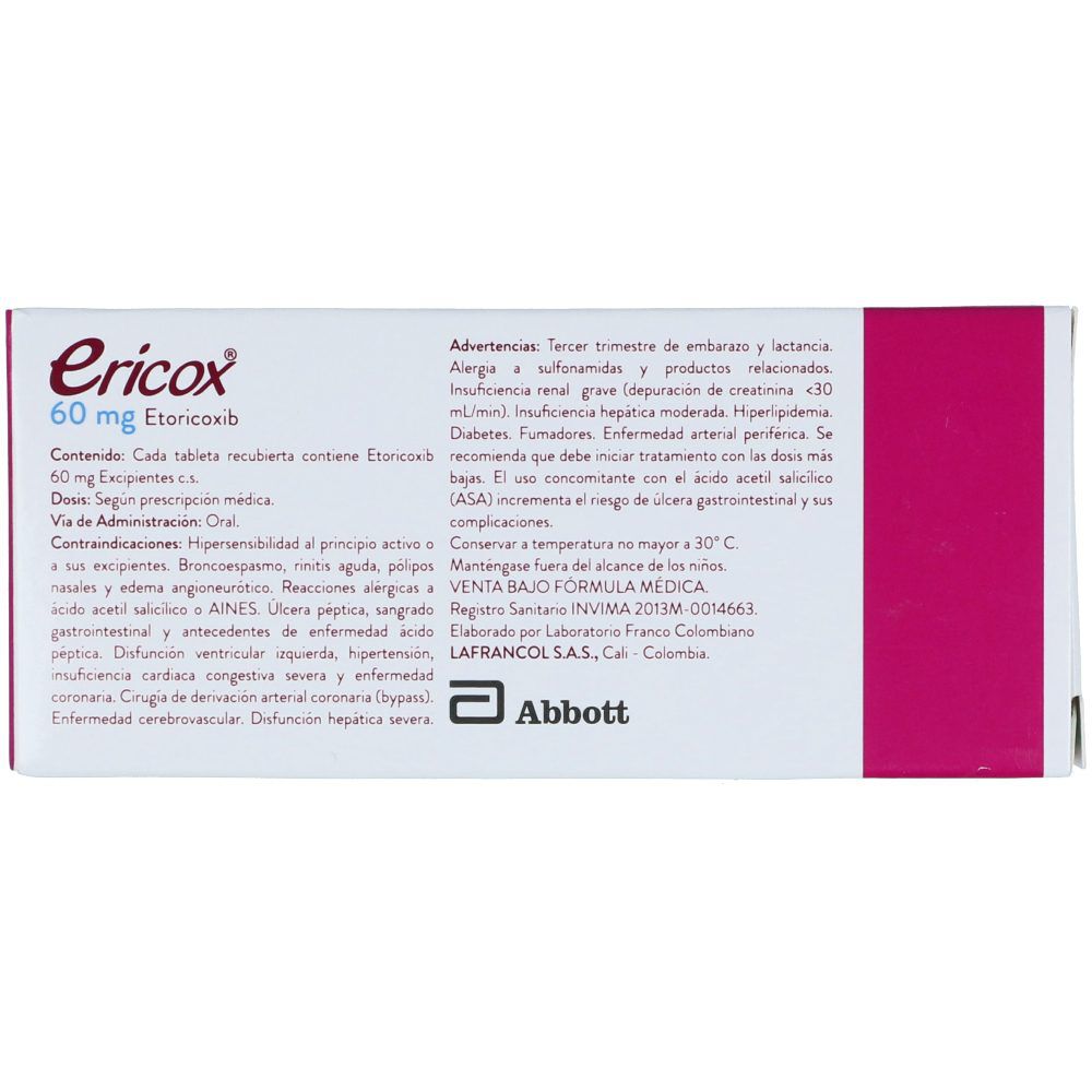 Ericox 60Mg Caja X 14 Tabletas Recubiertas