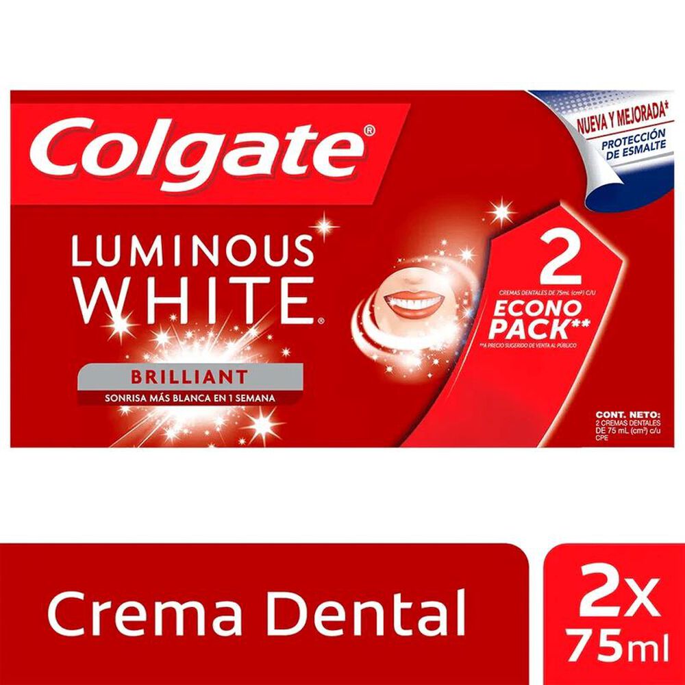 Crema Dental Luminous White Econo Pack Caja X 2 Tubo X 75 mL