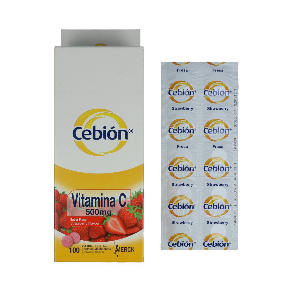 Cebión 500Mg Blister X 10 Tabletas Masticables - Sabor A Fresa
