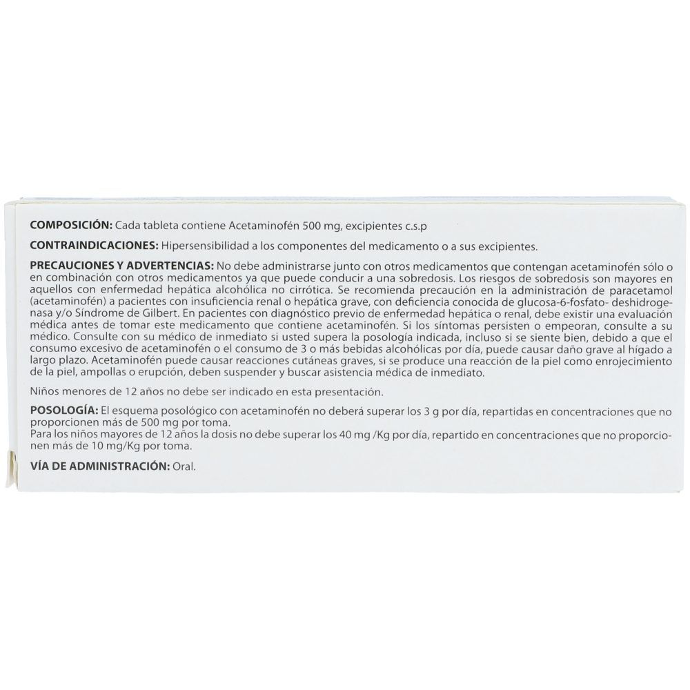 Geniol Tabletas 500Mg Caja X 20