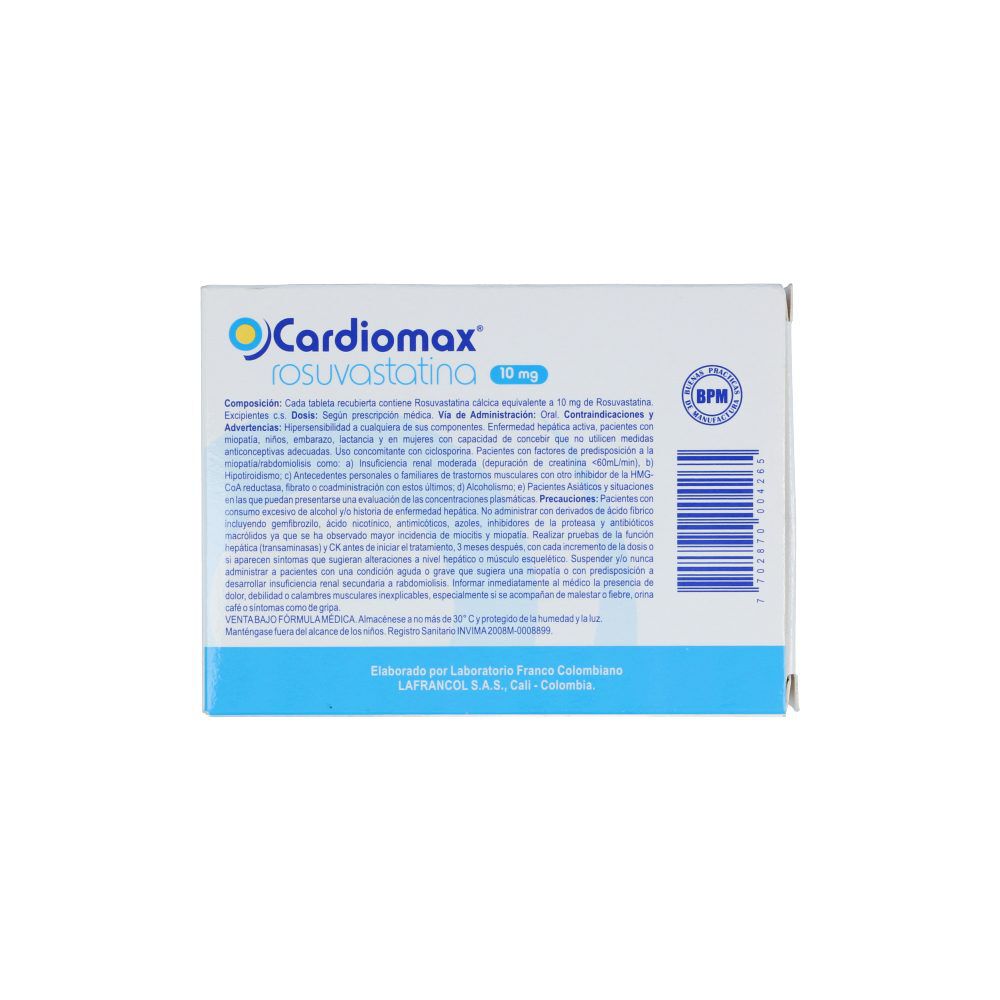 Cardiomax Tabletas 10Mg Caja X 20 Tabletas Recubiertas