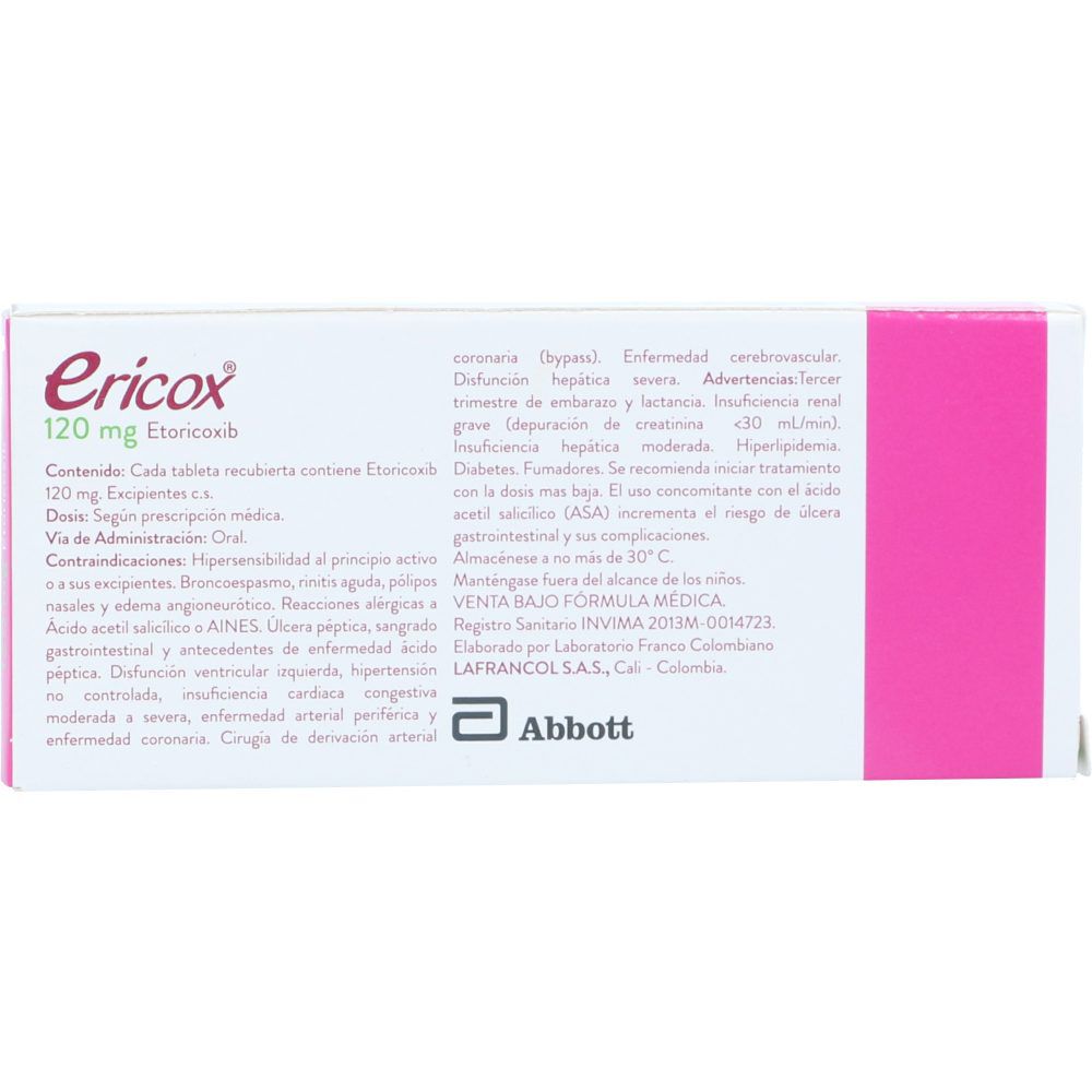Ericox 120Mg Caja X 7 Tabletas Recubiertas