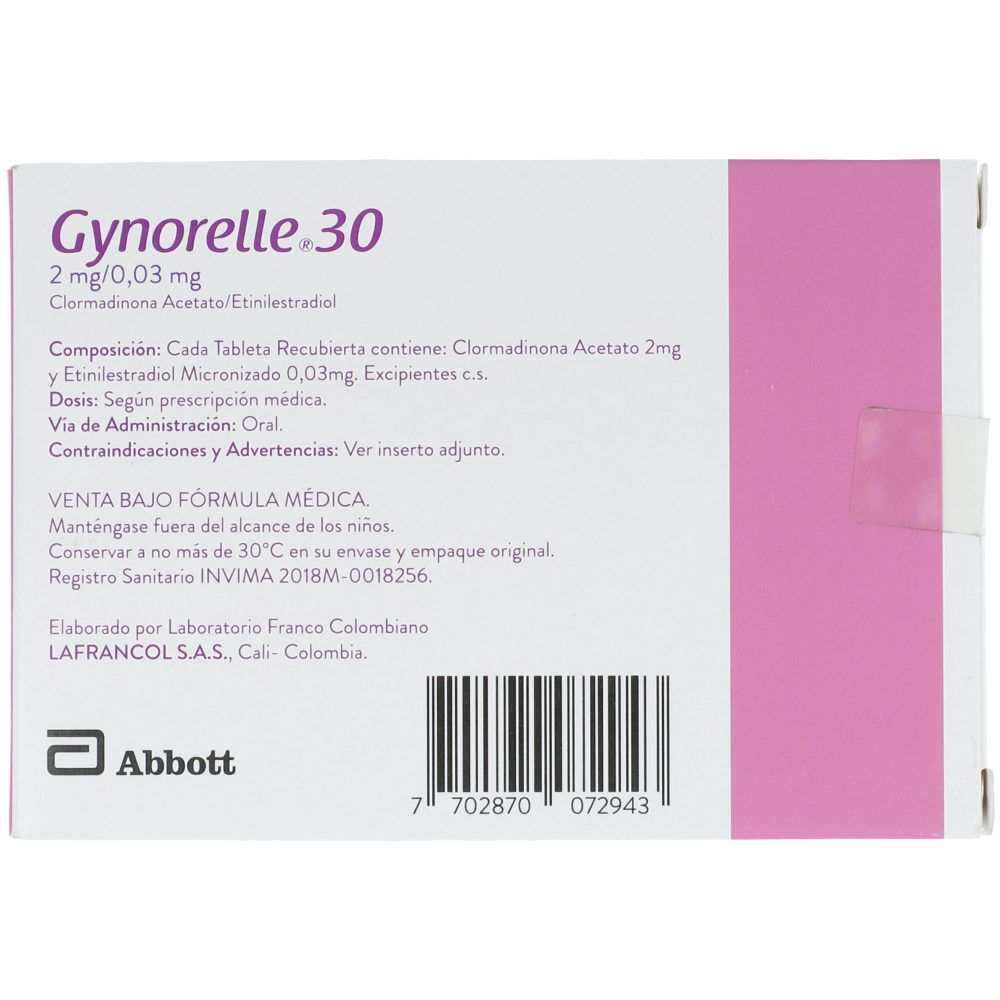 Gynorelle 30 Tabletas Recubiertas (2+0.03)Mg Caja X 21