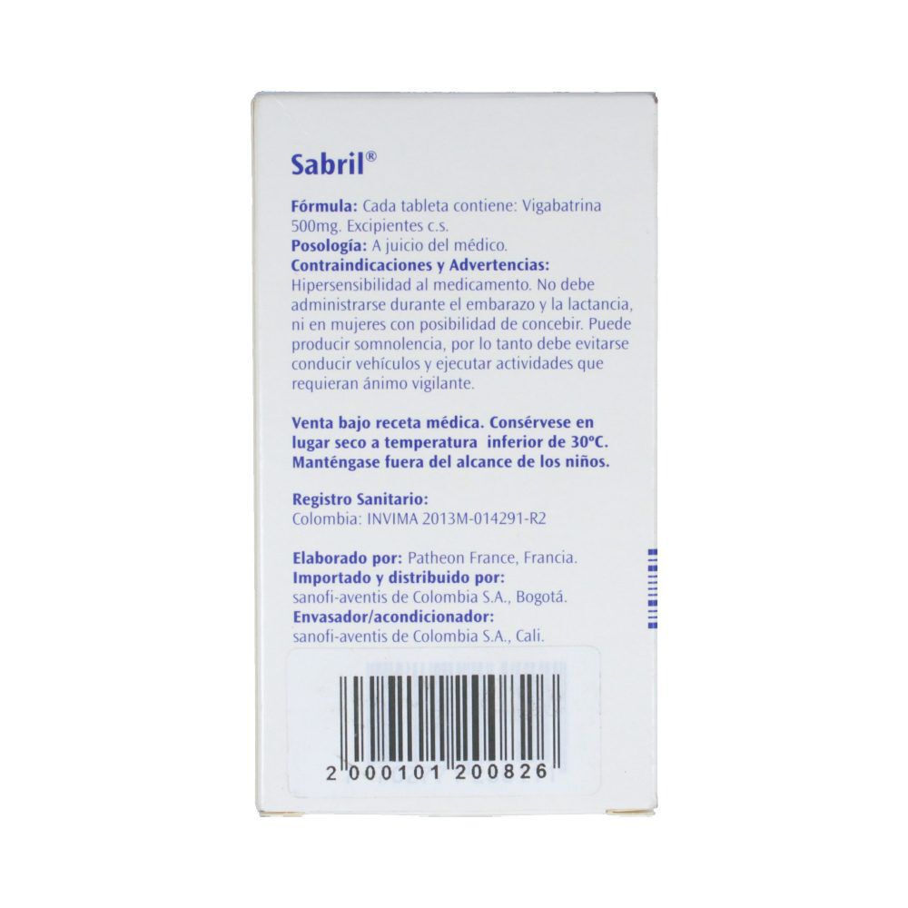 Sabril 500Mg Tabletas Caja X 60