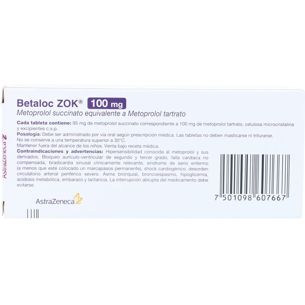 Betaloc ZOK Tabletas Liberación Prolongada 100Mg Caja X 30