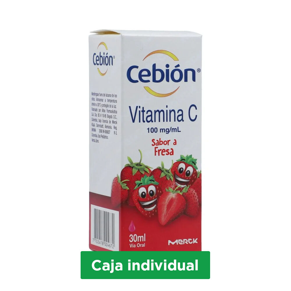 Cebión 100Mg/mL Solución Oral Frasco X 30mL Fresa