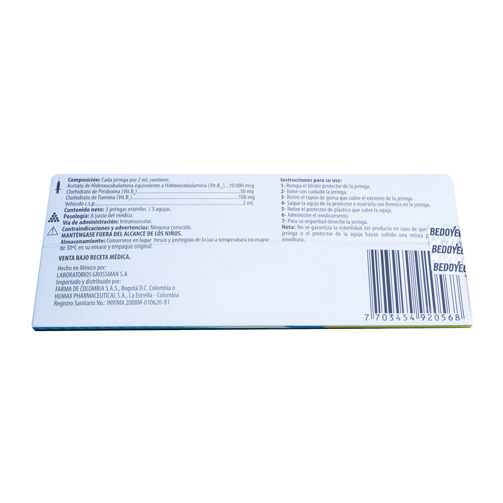 Bedoyecta TRI Complejo B Solución Inyectable Jeringas Prellenadas Caja X 3