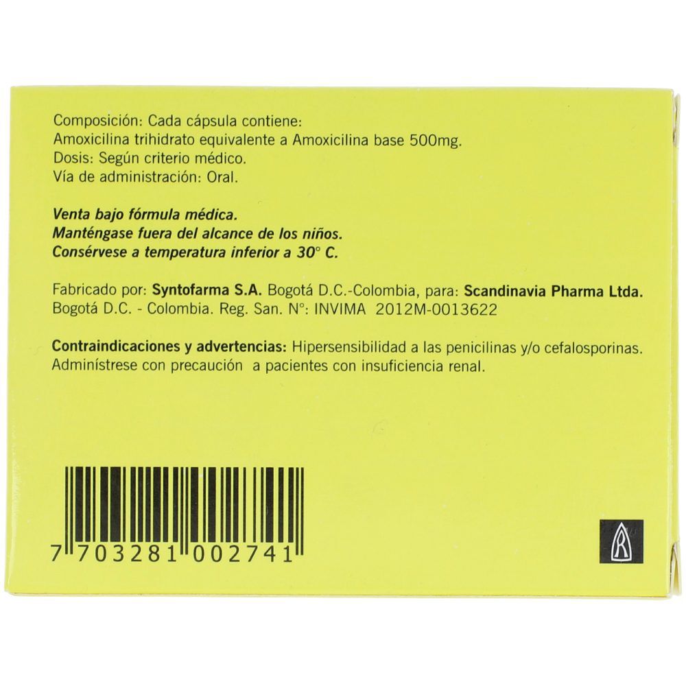 Amoxidal Cápsulas 500Mg Caja X 30