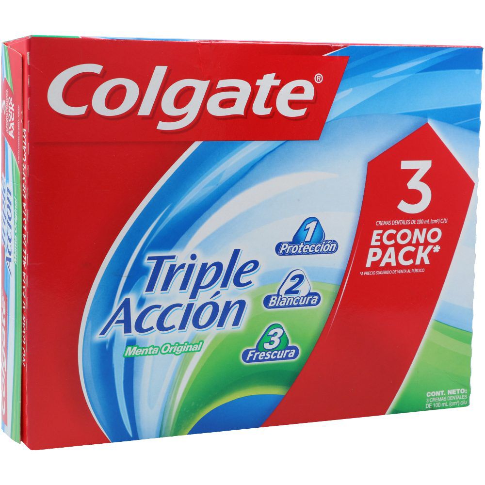 Crema Dental Econopack Triple Acción Menta Original Caja X 3 Tubos X 100 mL