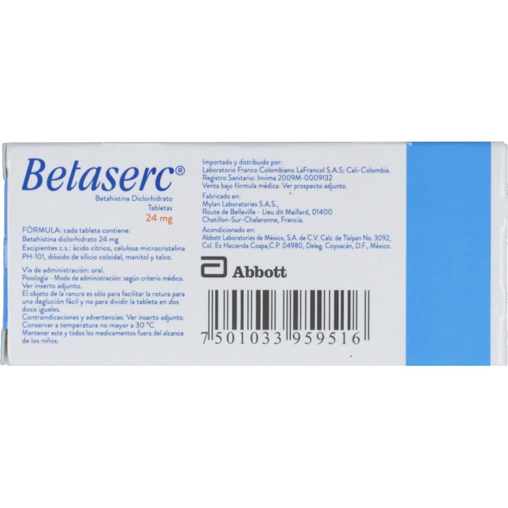 Betaserc Tabletas 24Mg Caja X 20