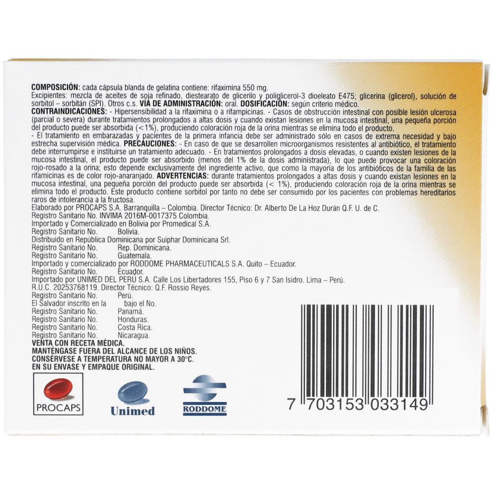 Ifaxim Cápsulas Blandas 550mg Caja X 7