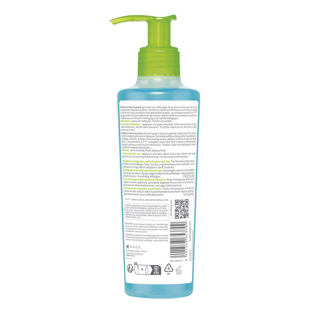 Gel Sebium Moussant Bioderma Frasco X 200mL