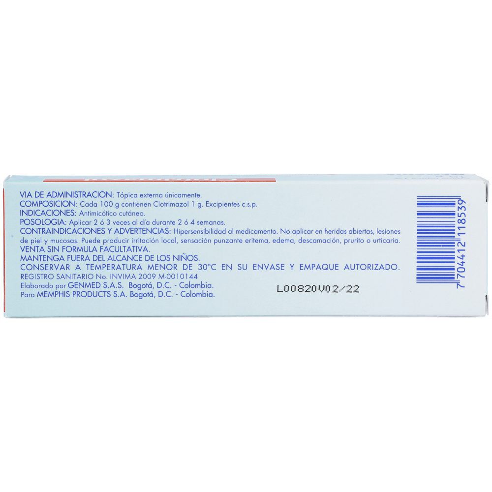 Clotrimazol Crema Tópica 1% Tubo X 40g