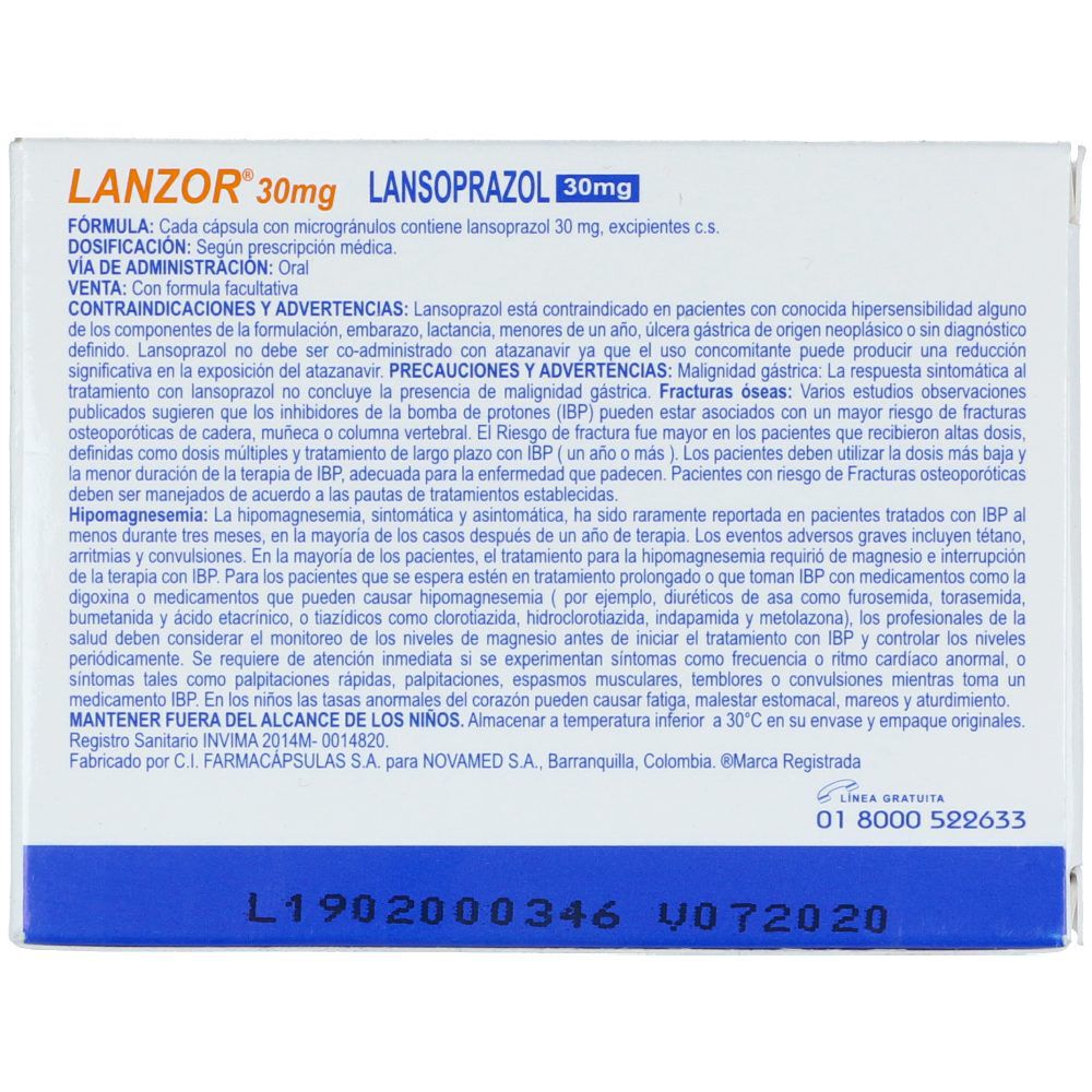 Lanzor Cápsulas 30Mg Caja X 28