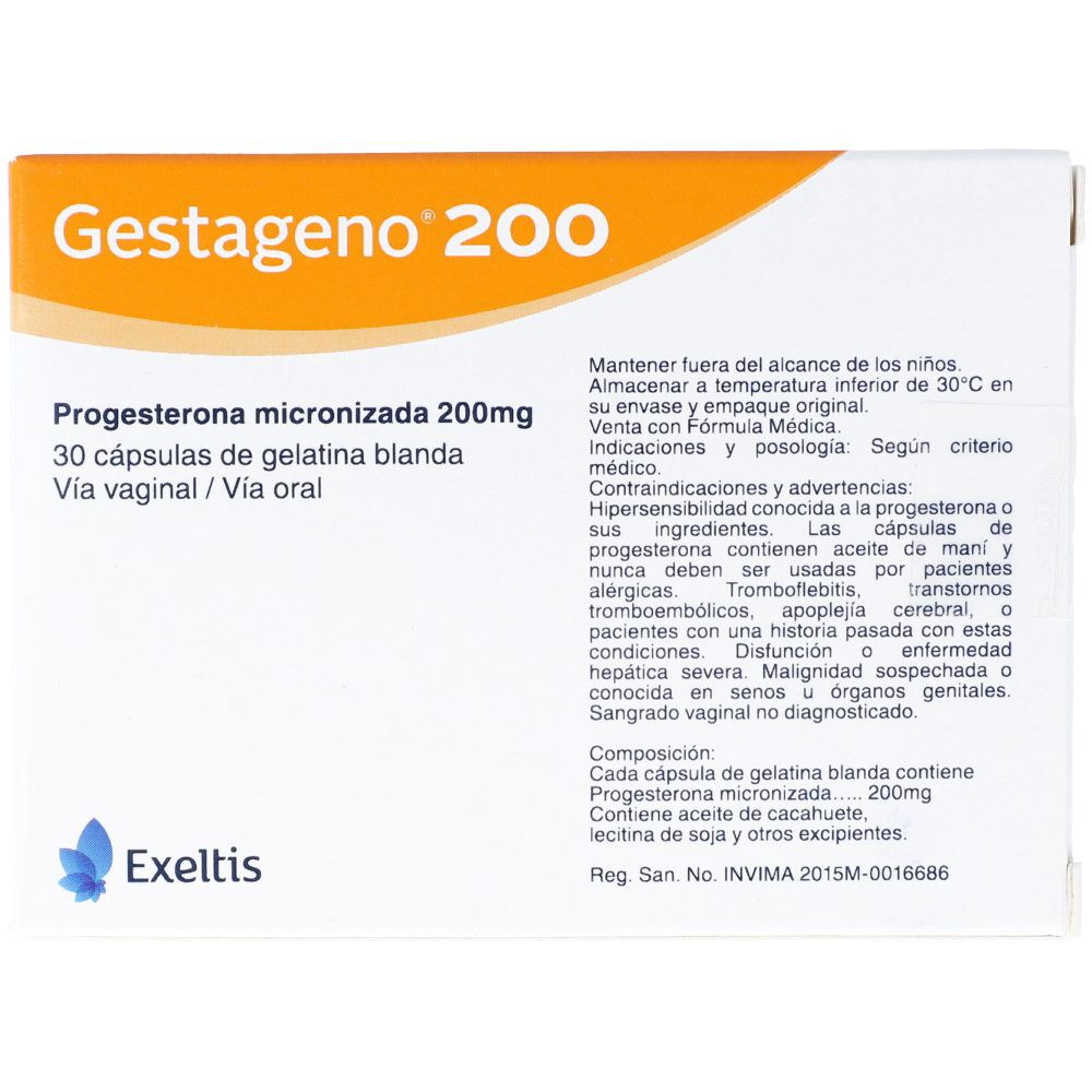 Gestageno 200Mg Caja X 30 Cápsulas Blandas