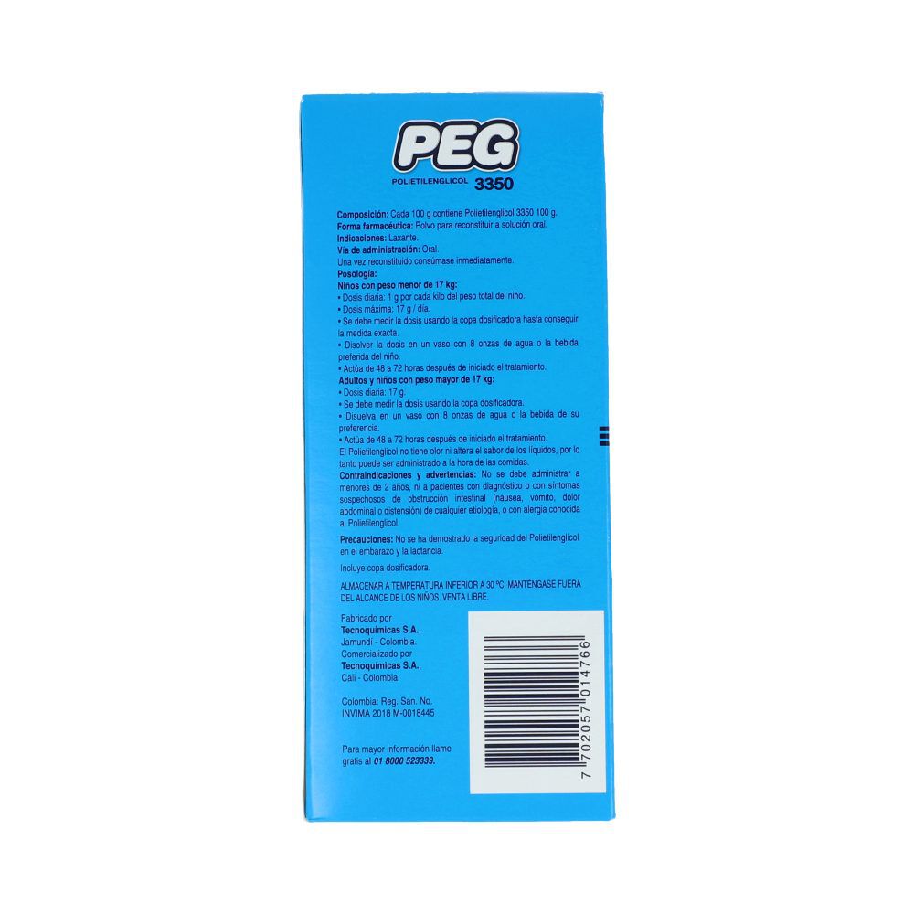 Peg Polietilenglicol 3350 g Polvo Solución Oral Frasco X 160 g ...