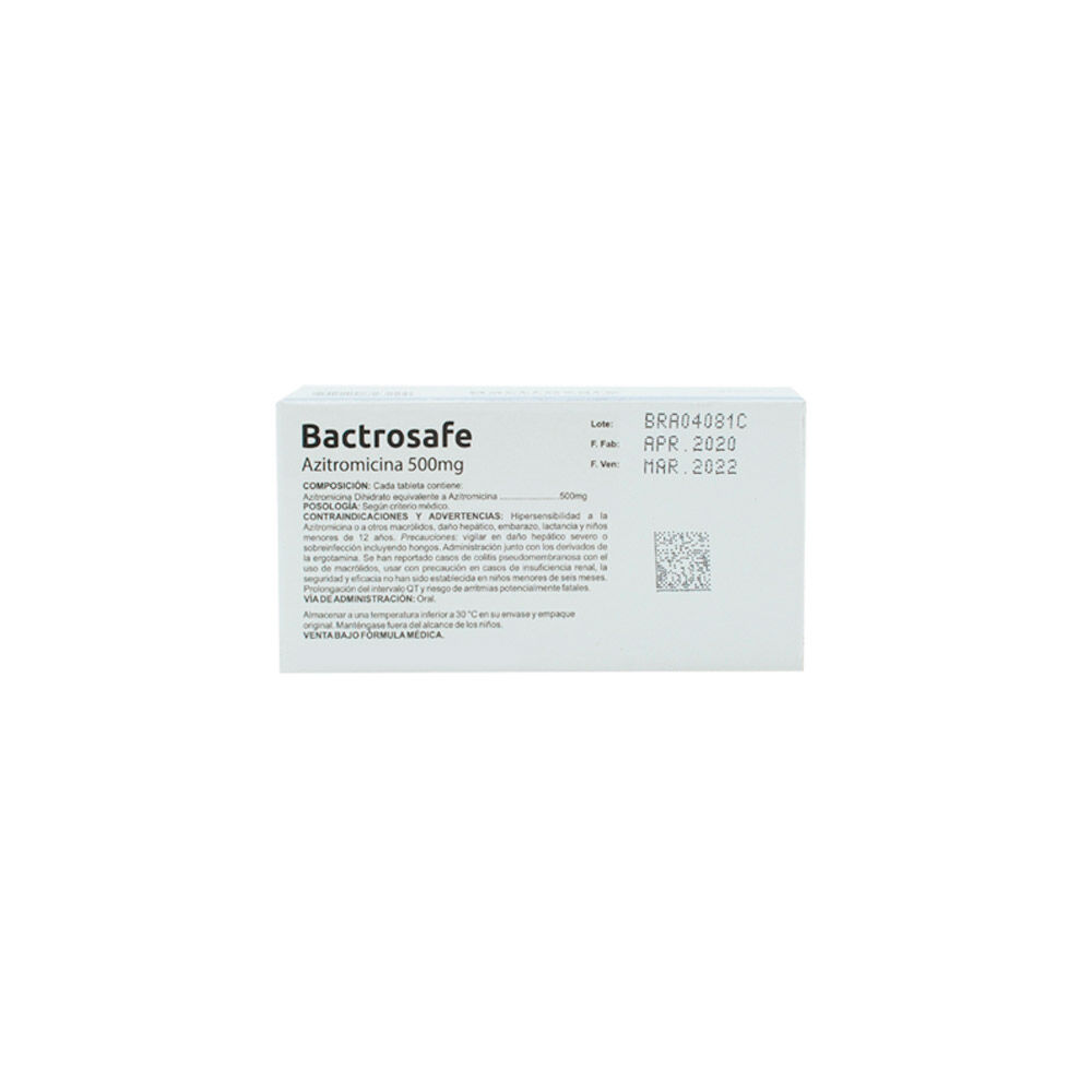 Bactrosafe 500Mg Tableta Recubierta Caja X 3
