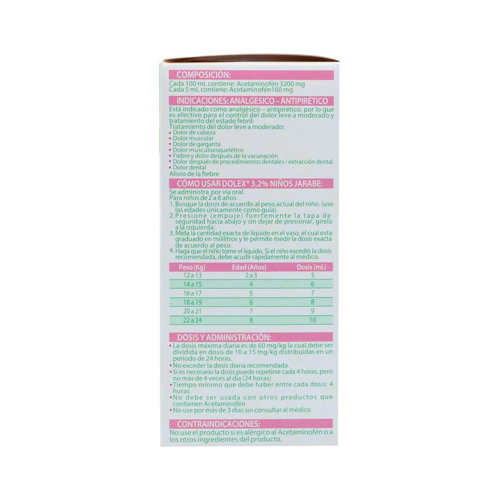 Dolex Niños 2+ Jarabe 3.2% Frasco X 90 mL