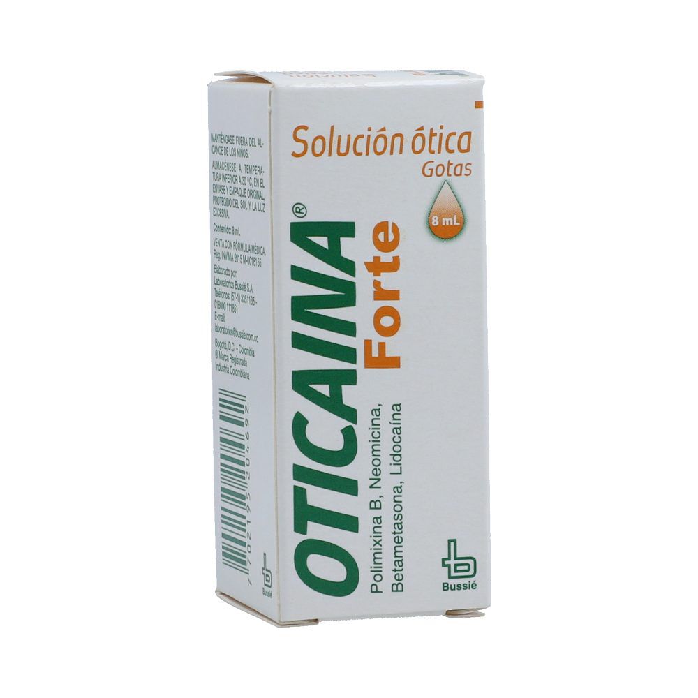 Oticaina Forte (1+40+3.75)Mg+100Ui Solución otica Frasco X 8 mL
