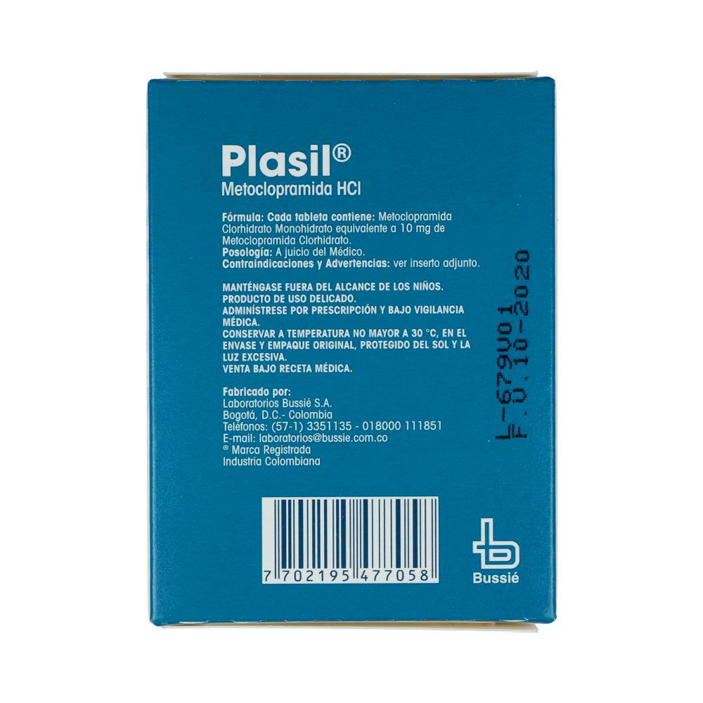 Plasil 10Mg Caja X 30 Tabletas