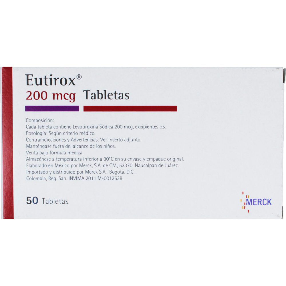 Eutirox Tabletas 200Mcg Caja X 50