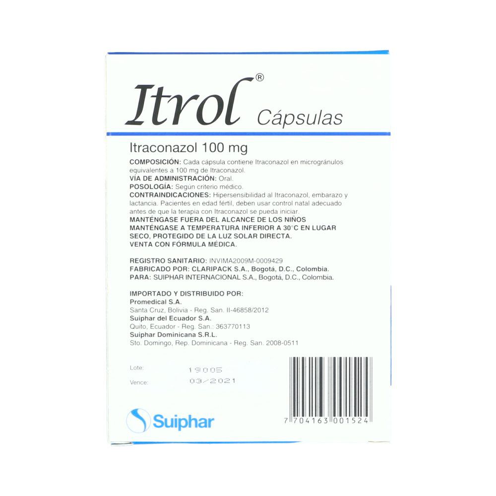 Itrol 100Mg Caja X 28 Cápsulas