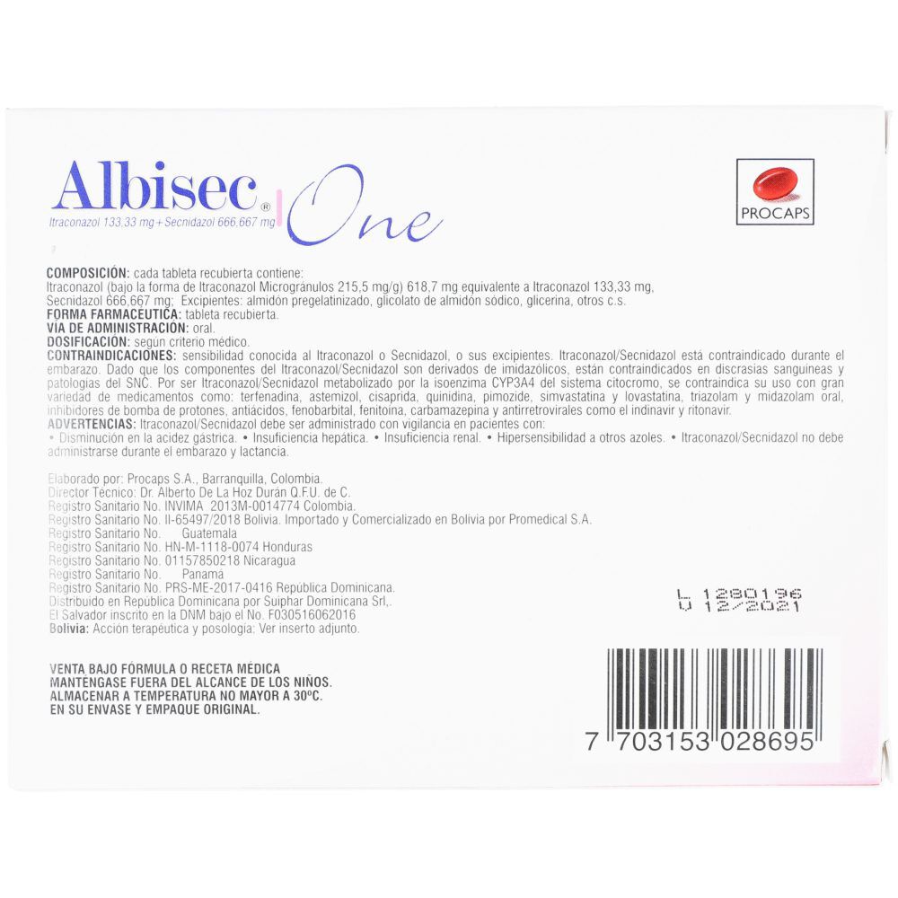 Albisec One Caja X 6 Tabletas Recubiertas