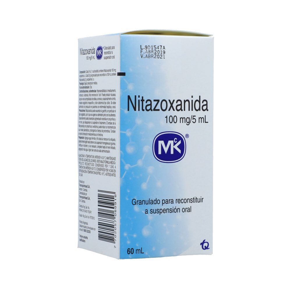 Nitazoxanida Mk 100Mg/5mL Frasco X 60mL Polvo Oral