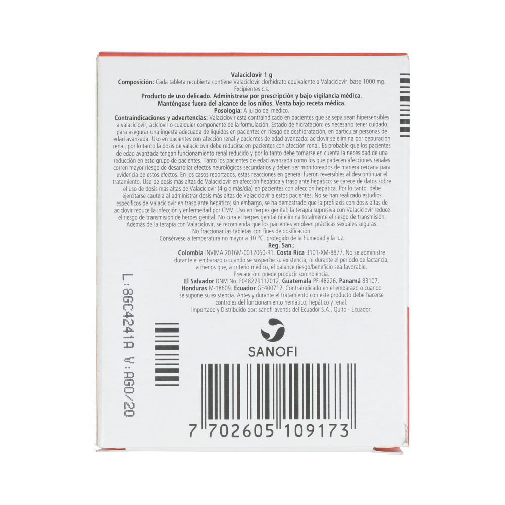 Valaciclovir Genfar 1Gr Caja X 21 Tabletas Recubiertas