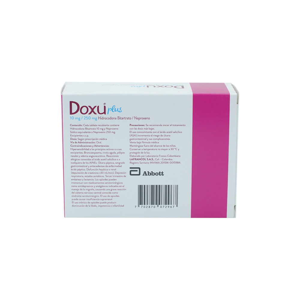 Doxu Plus (10+250)Mg Tabletas Caja X 20
