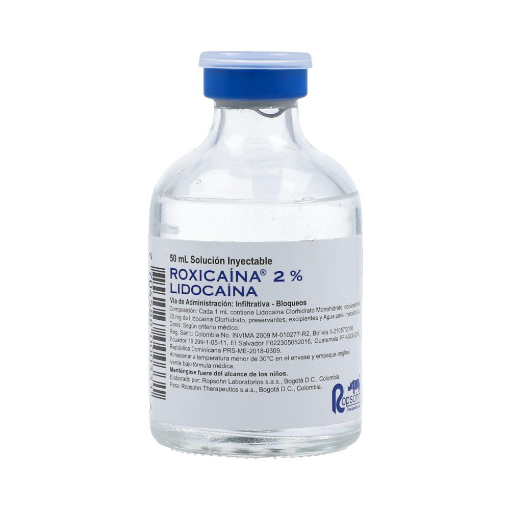 Roxicaina Lidocaína 2% Solución Inyectable Frasco X 50mL